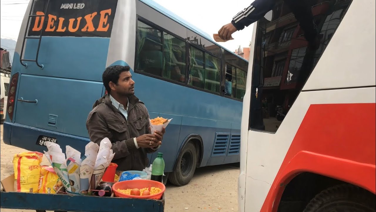Bus Stop on the way to Kathmandu from Pokhara, Busy Businessmen ...