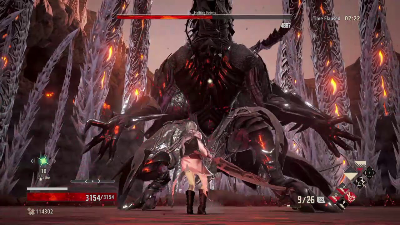 Code Vein - Hellfire Knight +10 (No Damage/Solo) - Hanemukuro 1H Sword ...