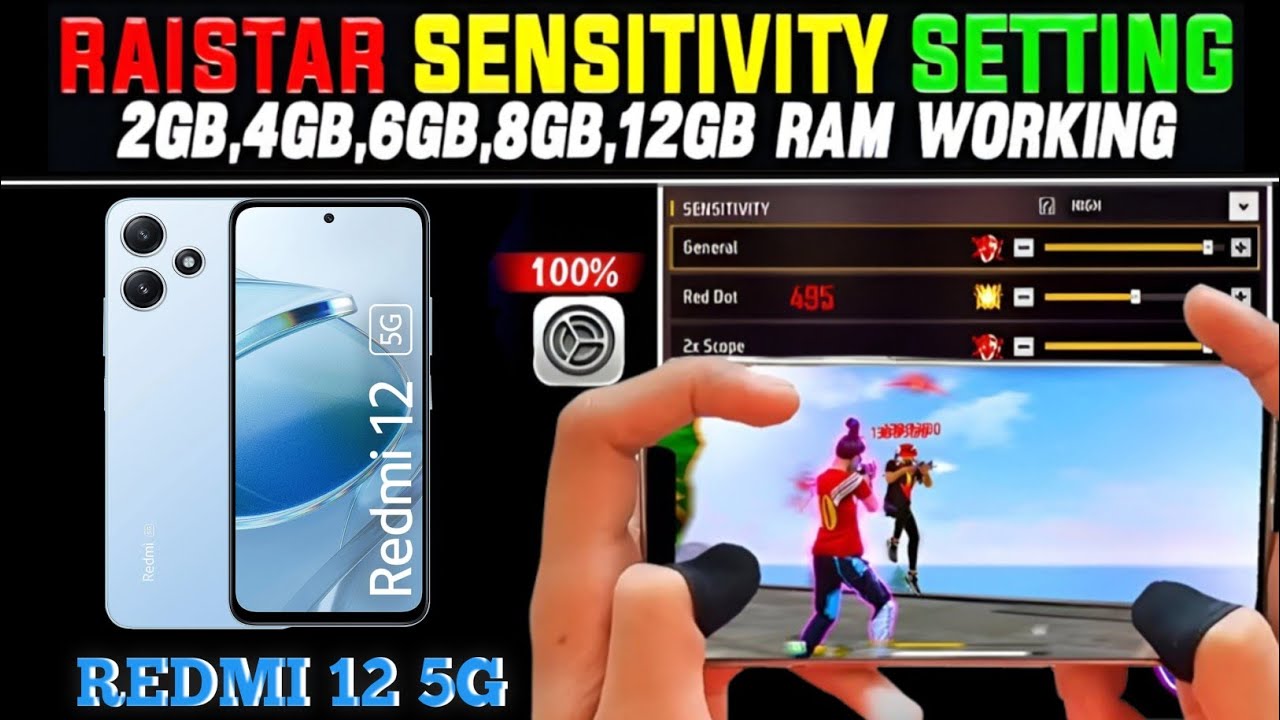 REDMI 12 5G FREE FIRE 🔥 AUTO HEADSHOT 🥵 SENSITIVITY || BAST FIRE BUTTON ...