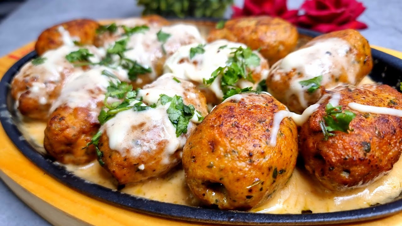 Easy And Cheesey Gola Kabab Sizzler ️ | Chicken Gola Kabab Sizzler ️ ...