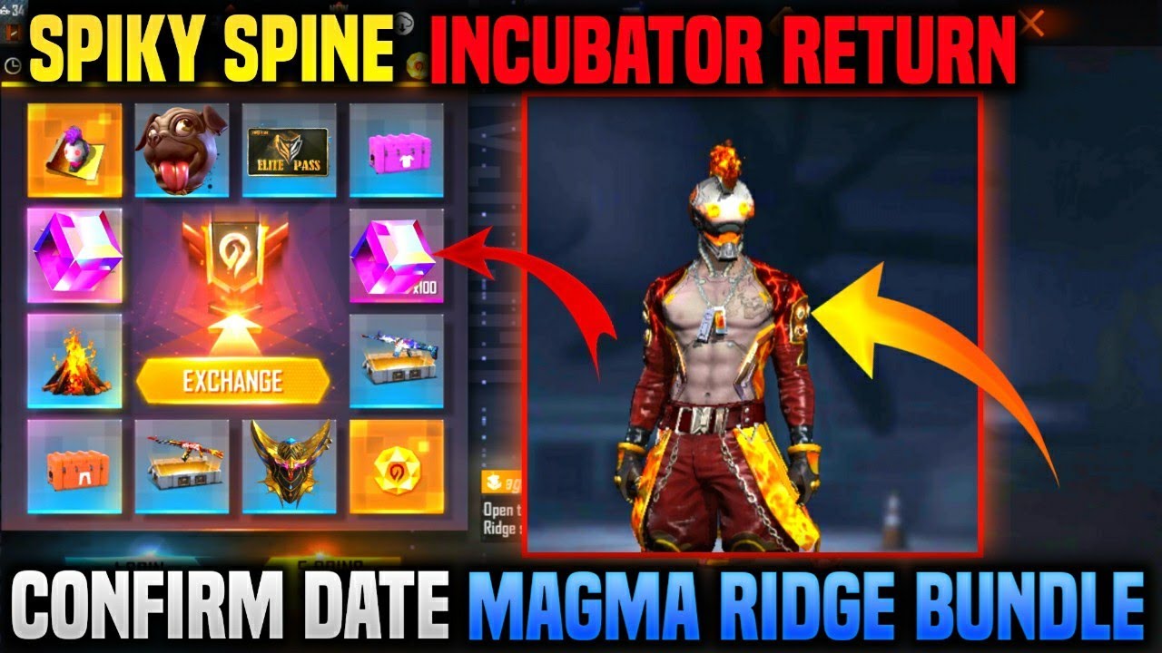 free fire new spiky spine incubator | magma ridge bundle incubator ...