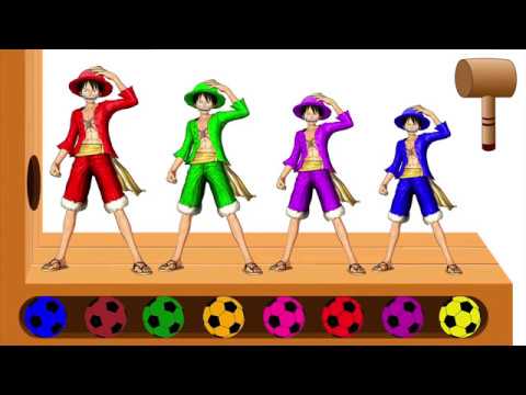 Learn colors with ONE PIECE wooden face hammer xylophone LUFFY soccer ...