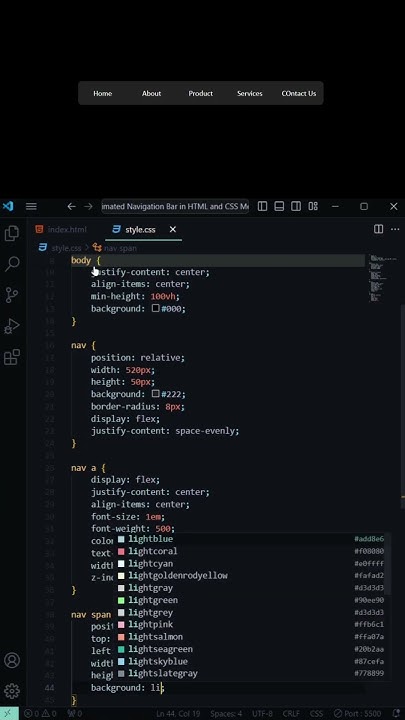 Animated Navigation Bar with Smooth Hover Effects | HTML & CSS Tutorial - YouTube