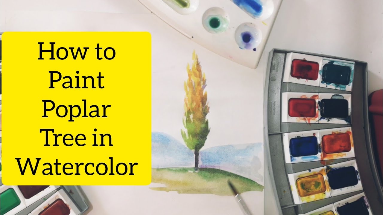 How to paint Poplar tree in watercolors. Intial watercolor lesson ...