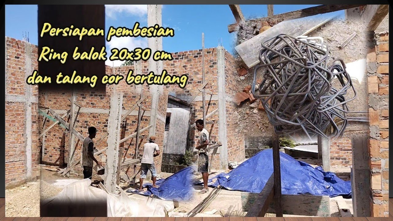 Persiapan pembesian ring balok 20x30 cm dan Talang serta nesplang - YouTube