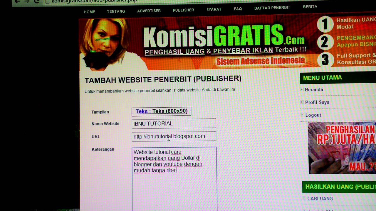 Cara Simpel memasang iklan di website, KLIK DISINI - YouTube