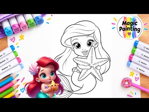 Coloring Little Mermaid | Satisfying Disney Princess Coloring