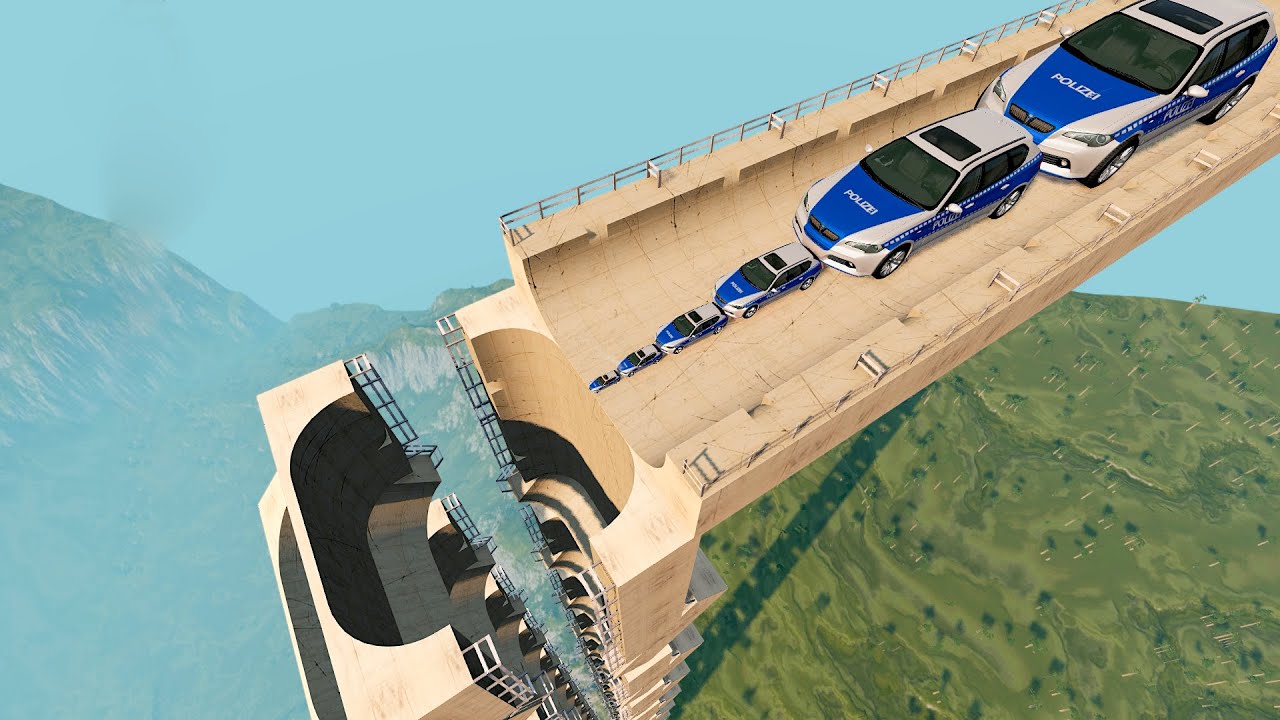 Big & Small Police Cars vs Planned long Hill | BeamNG drive - YouTube