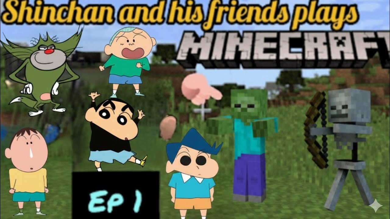 Playing Minecraft Shinchan and friends EP 1 survival series - YouTube