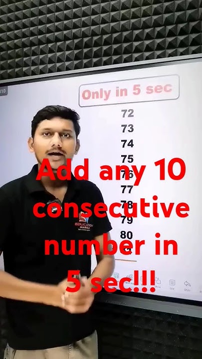 Add any 10 consecutive numbers in 5 Sec | #vedicmathstricks #ssc #mathproblems # ...