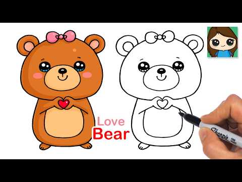 How to Draw a Love Bear Cute Valentine Art | Safe Videos for Kids