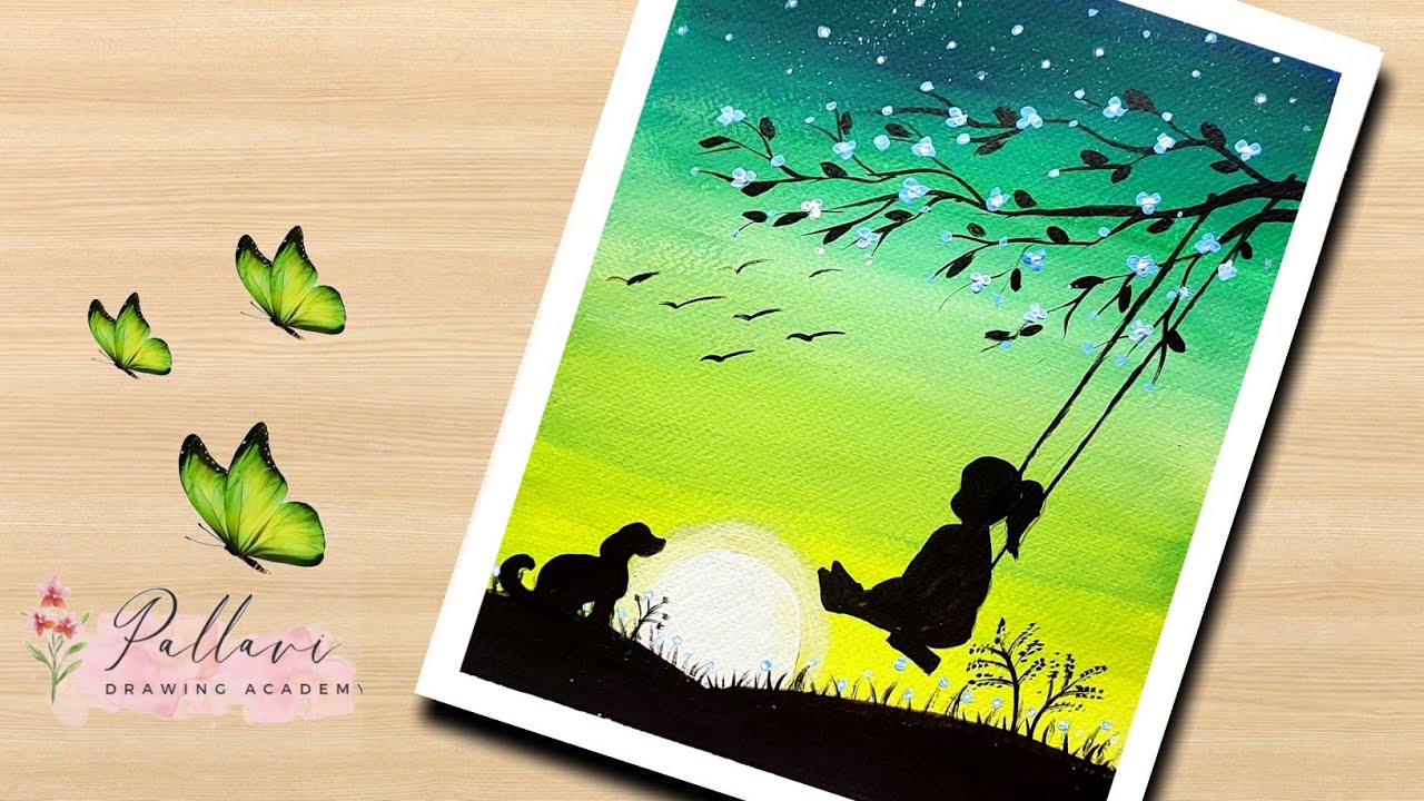 Happy Sawan easy and Beautiful painting || green background painting ...