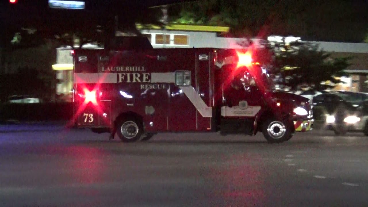*AIRHORN* Lauderhill Fire Rescue Rescue 73 Responding with Lights and ...