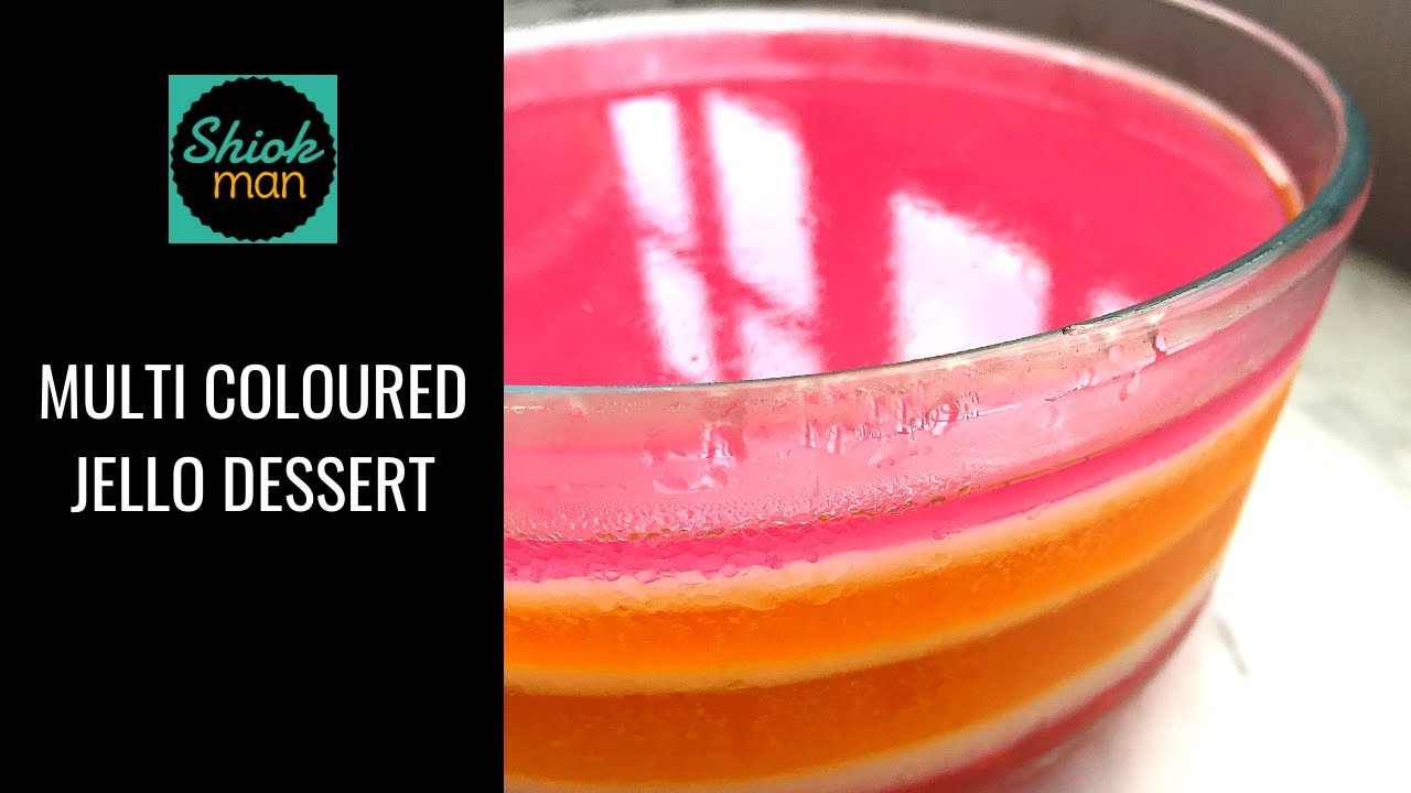 Easy to make multi coloured jello dessert - YouTube