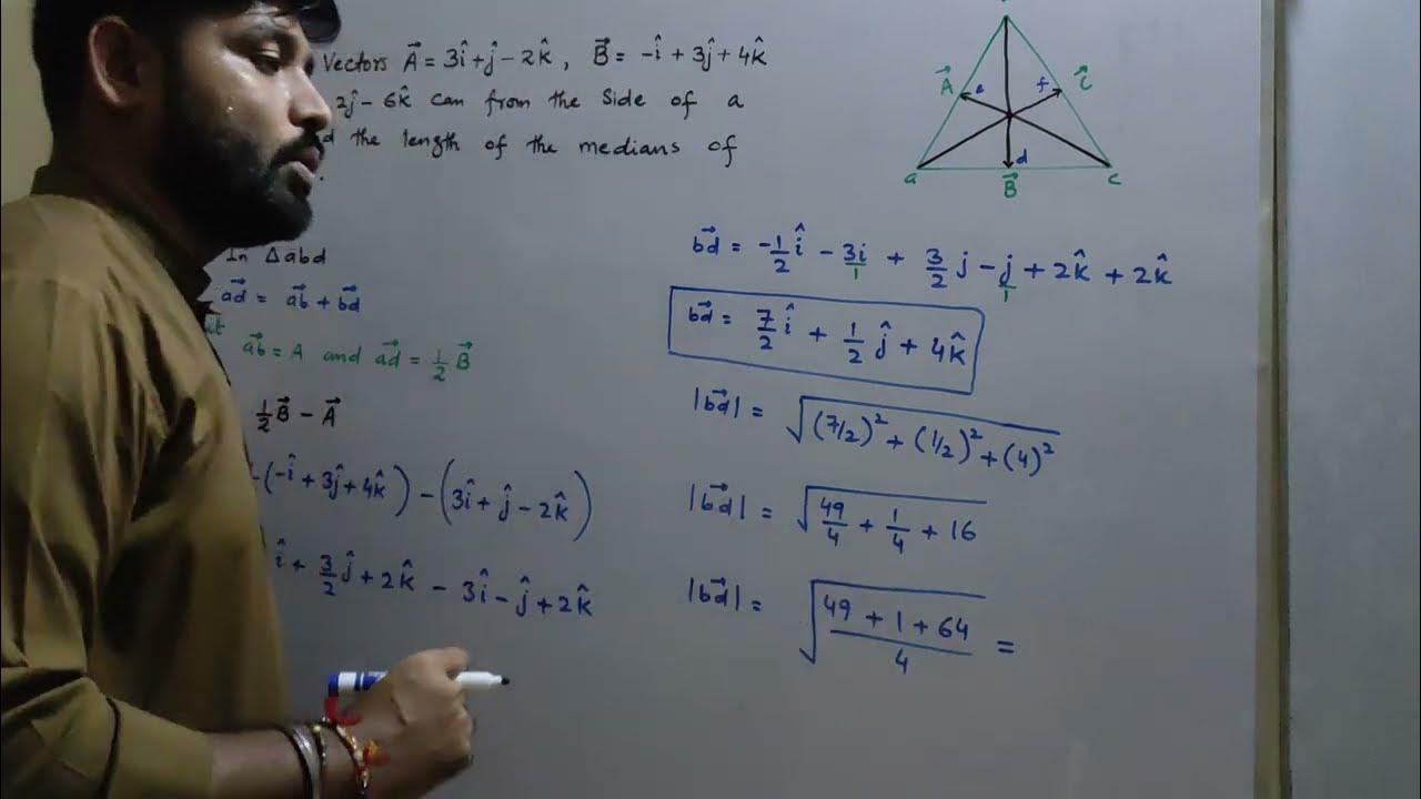 prove vector A=3i+j-2k B=-i+3j+4k C=4i-2j-6k form of triangle and length of the medians of ...