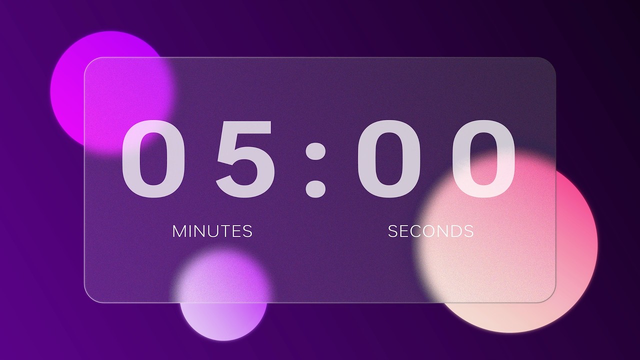 5 Minute Silent Countdown Timer With Alarm & Frosted Glass Effect ...