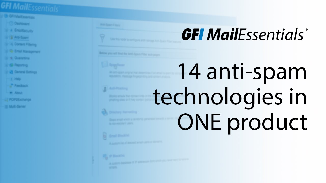 GFI MailEssentials | 14 anti spam technologies in ONE product - YouTube