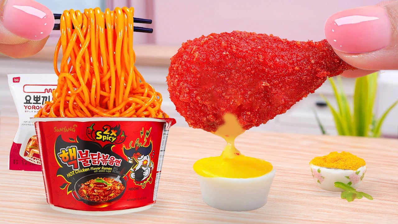 Delicious Miniature Cheetos Fried Chicken Thighs & Orange Sauce Noodles ...