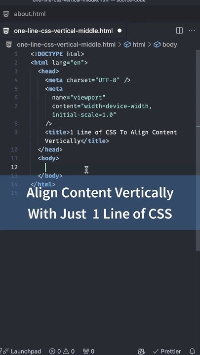 1 Line Of CSS to Align Content Vertically | HTML CSS Tips #html #css ...