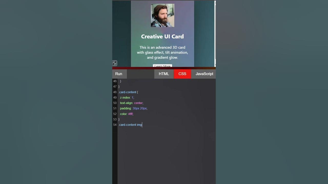 3D Glass Card HTML CSS JavaScript #websitedevelopment #codinglife #htmlcssjs #htmlcs - YouTube