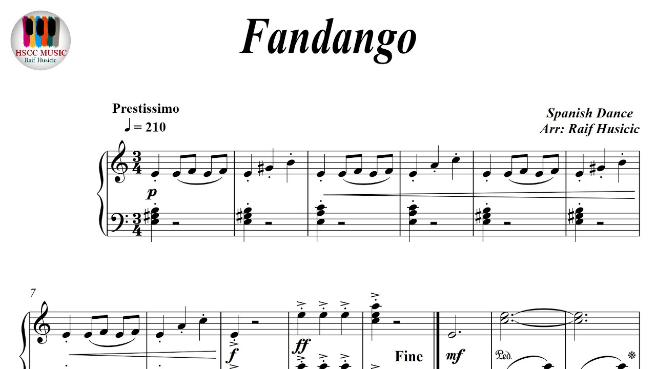 Fandango - Spanish Dance, Piano Sheet Music, Piano Tutorial - YouTube