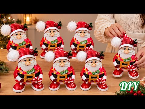 Easy Christmas Craft You Can Make at Home 🎅🎄 | Santa Claus Candy Box Using Plastic Cups