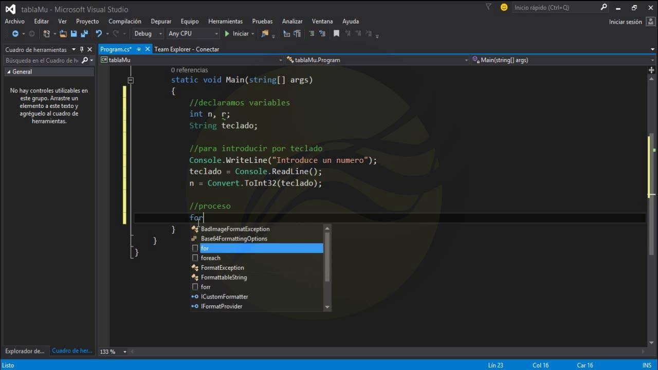 Programación de tabla de Multiplicar en C# con Visual Studio - YouTube