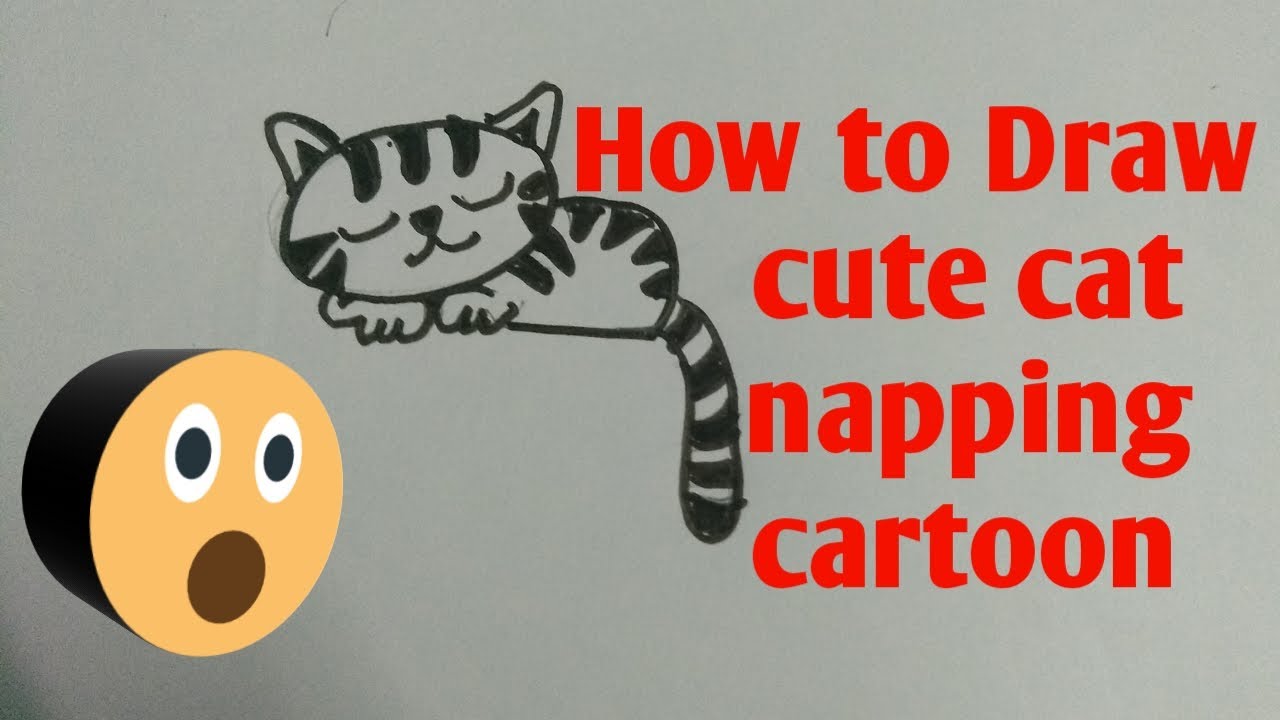 How to draw cute cat napping cartoon - YouTube