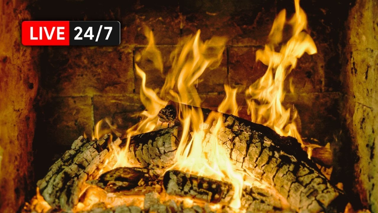 🔥24/7 Sleep Soundly with Nighttime Fireplace 🔥 Fireplace with Crackling ...