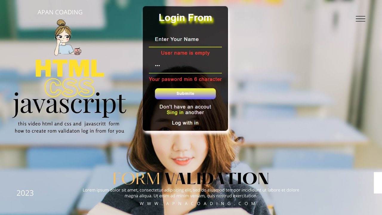 JavaScript form Registration Form Validation Tutorial In Hindi - हिंदी में 2023 - YouTube