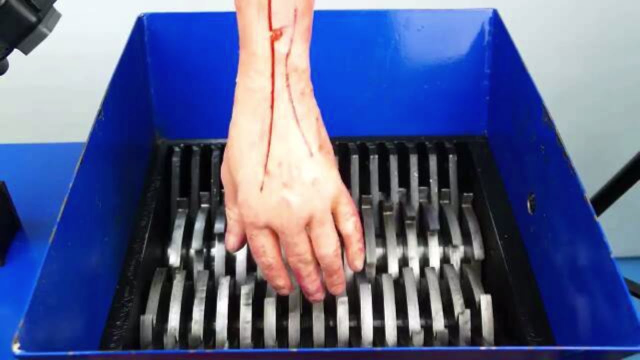 Experiment: Crushing Hands Under Crusher - YouTube