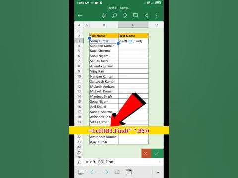 😱How to use Left Function in Excel | First Name Kaise Likhe #viral # ...