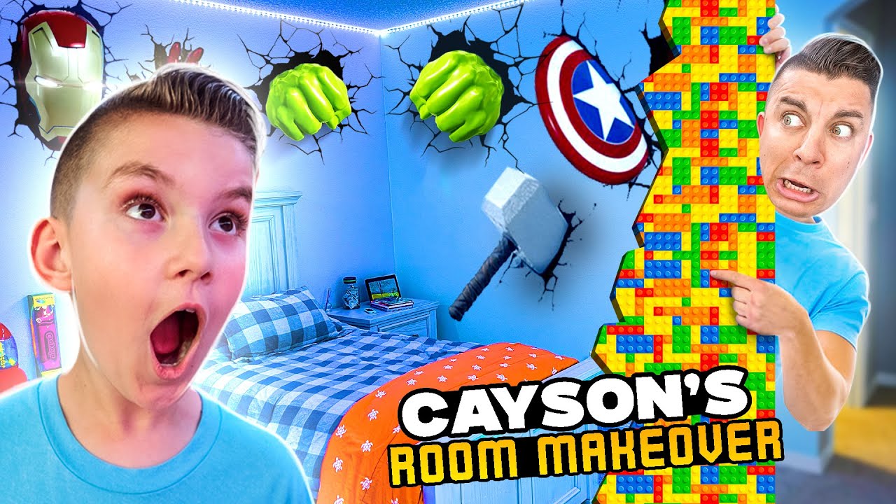 LEGO SUPERHERO BEDROOM TRANSFORMATION! Cayson's Room Makeover Tour 2022 ...