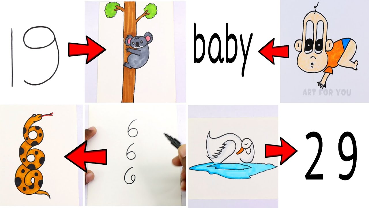 5 Amazing Drawing Tricks | Convert Numbers Into Drawing | Easy drawing ...