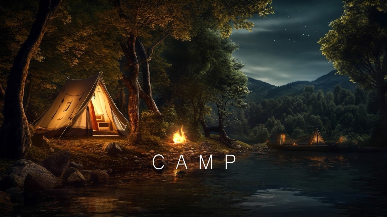 Camp - Gentle river and a lonely night | Campfire 4k uhd video - YouTube