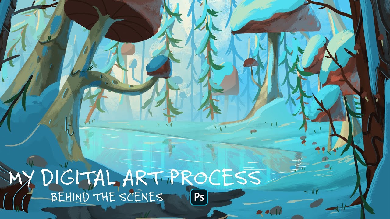 Snowy Mushroom Forest | Speed Art | Digital Art - YouTube
