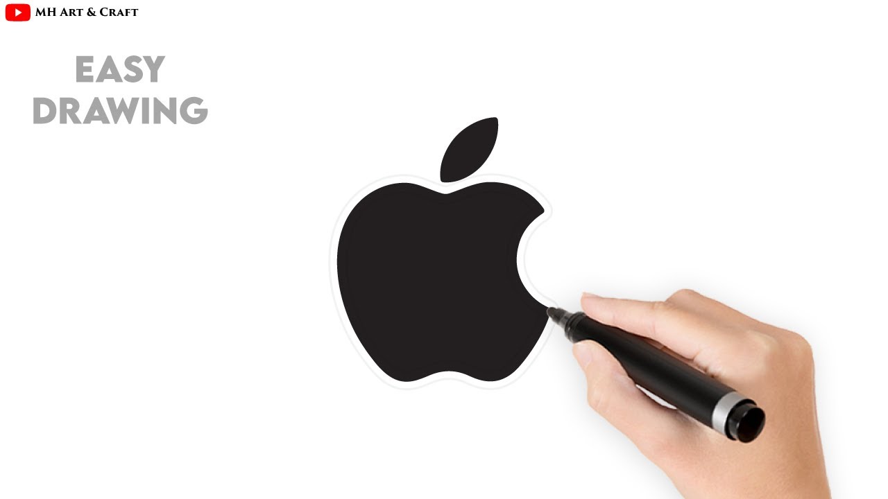 Quick and easy APPLE LOGO drawing | How to draw APPLE LOGO step by step ...