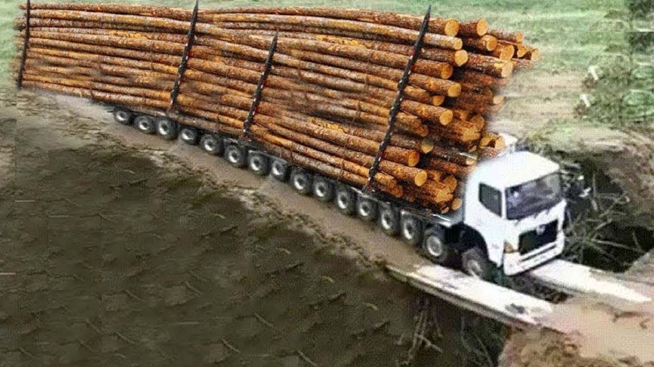 Amazing Dangerous Biggest Logging Wood Trucks Operator Skill. Oversize ...