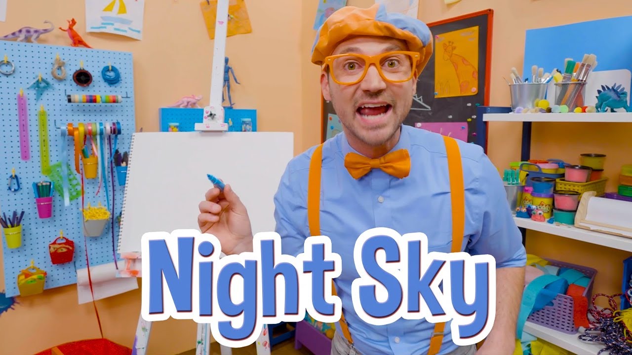 Blippi Learns How To Draw A Moon and Stars ・ EASY ART FOR KIDS ...