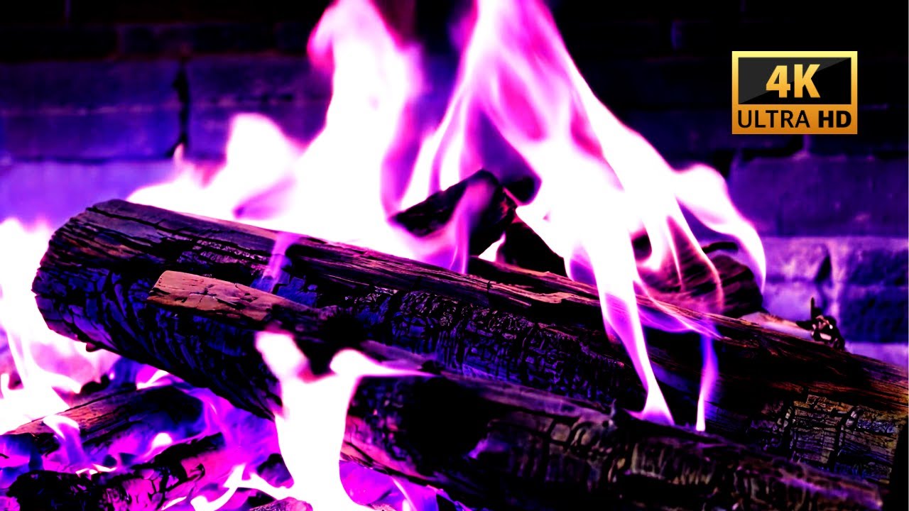Purple Fireplace 4K - Cozy Relaxing Fire with Soothing Flames for Sleep ...