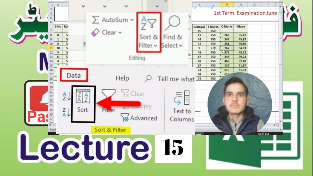 Sort Data In Ms Excel Data Sorting In Ms Excel Class No 15 Youtube