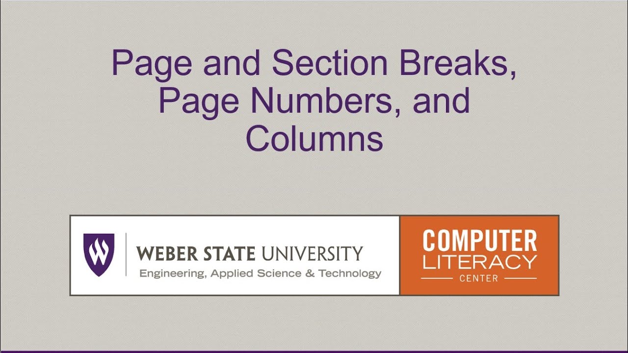 Page and Section Breaks, Page Numbers, and Columns in Google Docs - YouTube