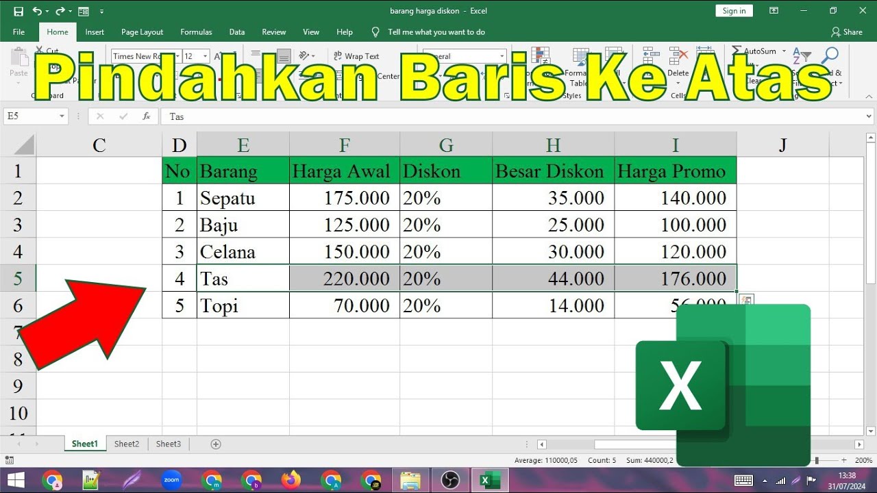 Cara Memindahkan Baris di Excel - YouTube