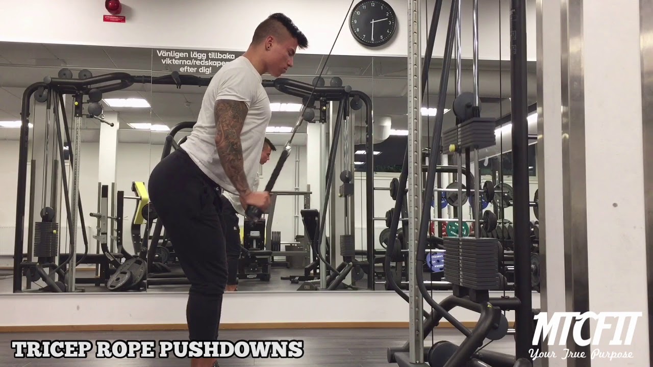 TRICEP ROPE PUSHDOWNS - YouTube