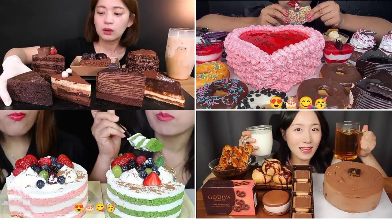 ASMR Cake Eating🎂😋|Various chocolate cake🍫🍰|Compilation|Mukbang ...