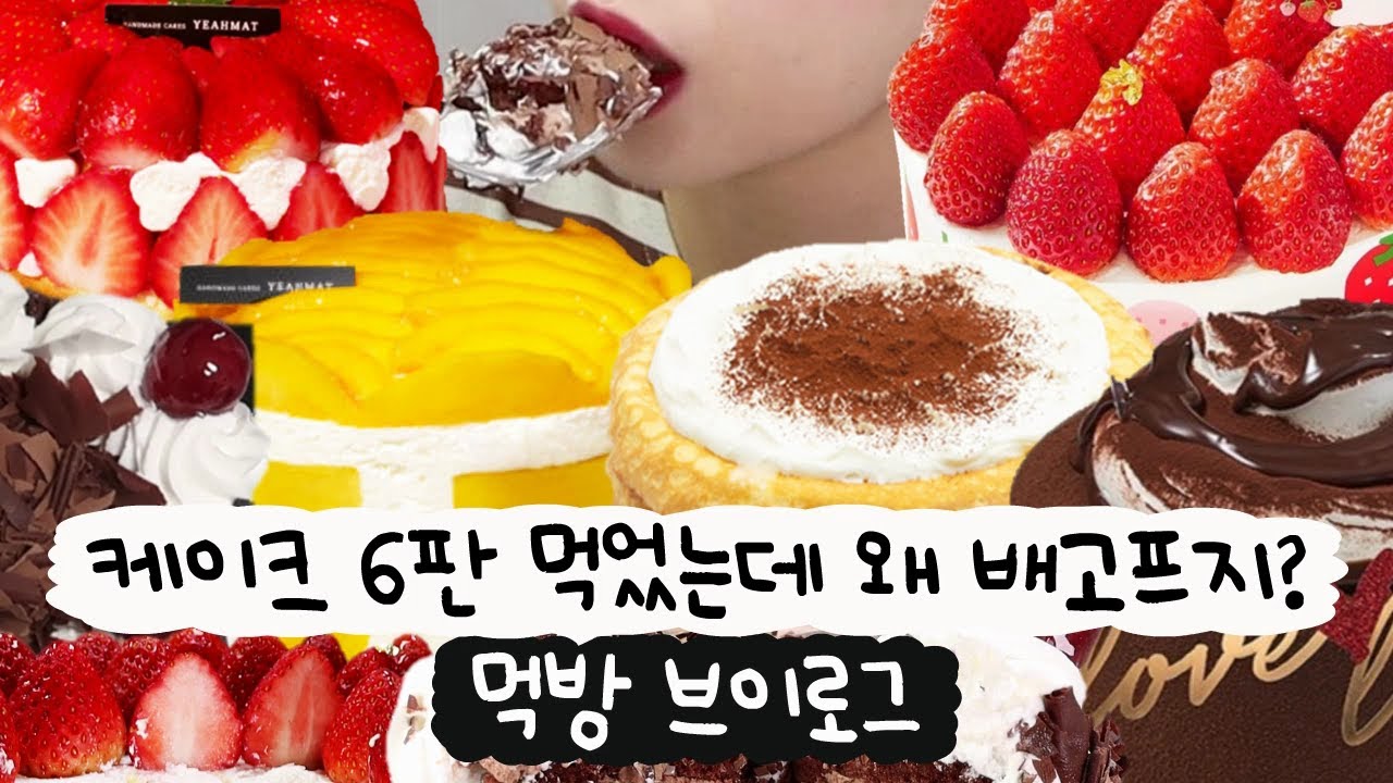 먹방 브이로그 혼자 케이크 두 판 폭식🍰이걸 다 먹었다고🤔그것이 빵순이니까딸기 케이크 망고 케이크 초코 케이크 키리쉬 케이크 케이크먹방 디저트먹방