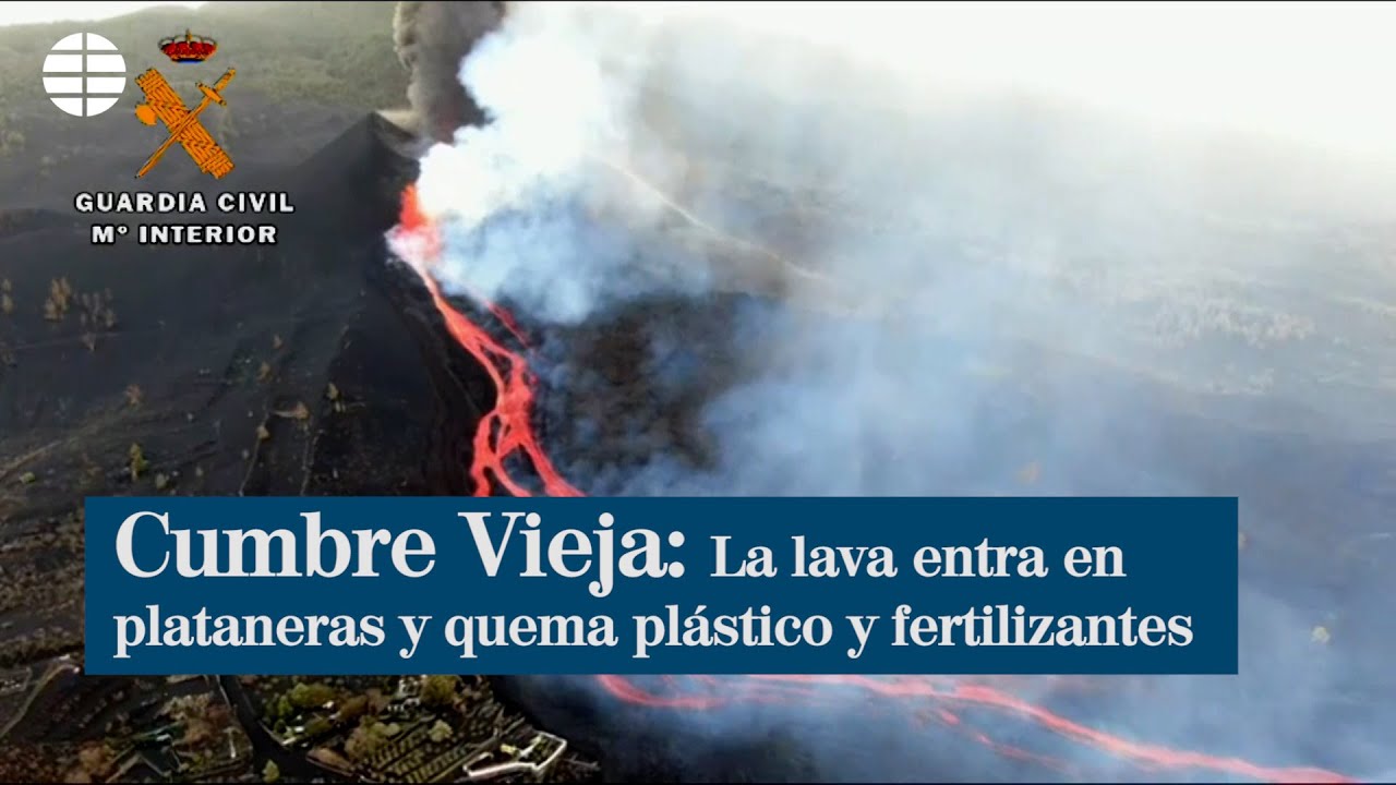 La lava entra en plataneras y quema plástico de invernaderos y ...