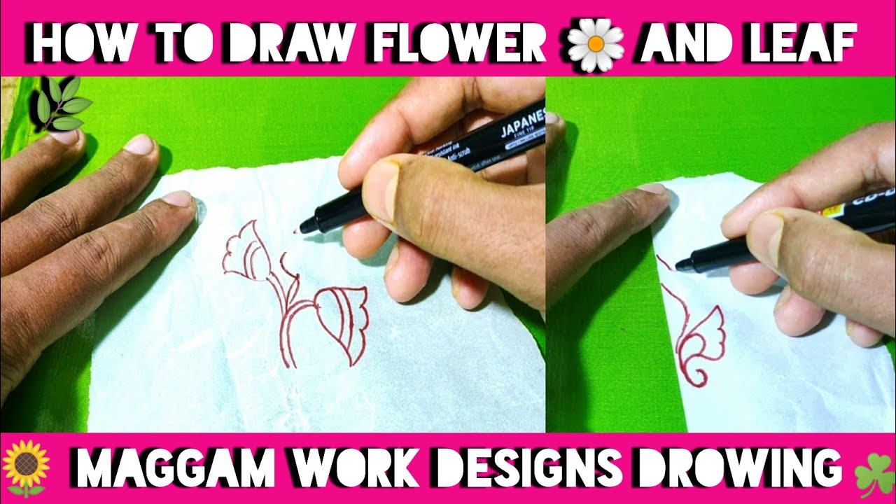 Drowing Maggam work , How to drow flowers ☘️🥀🌻🌿🌼 - YouTube