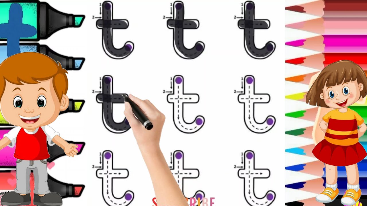 Learn to write lowercase letter t with Happy brain kids learning | how ...