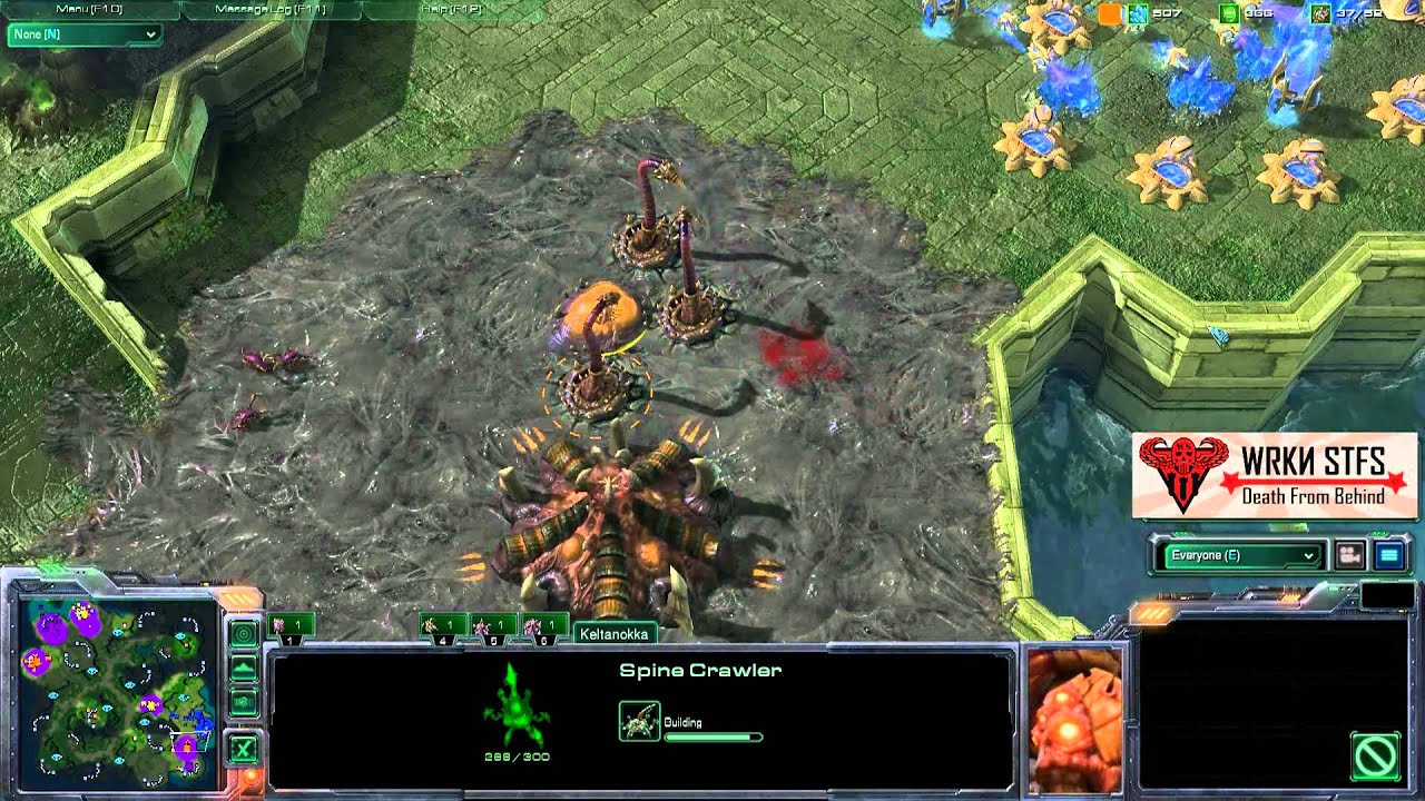 WS Starcraft 2 #48 3v3 p1/2 "Spine Crawler Surround" - YouTube